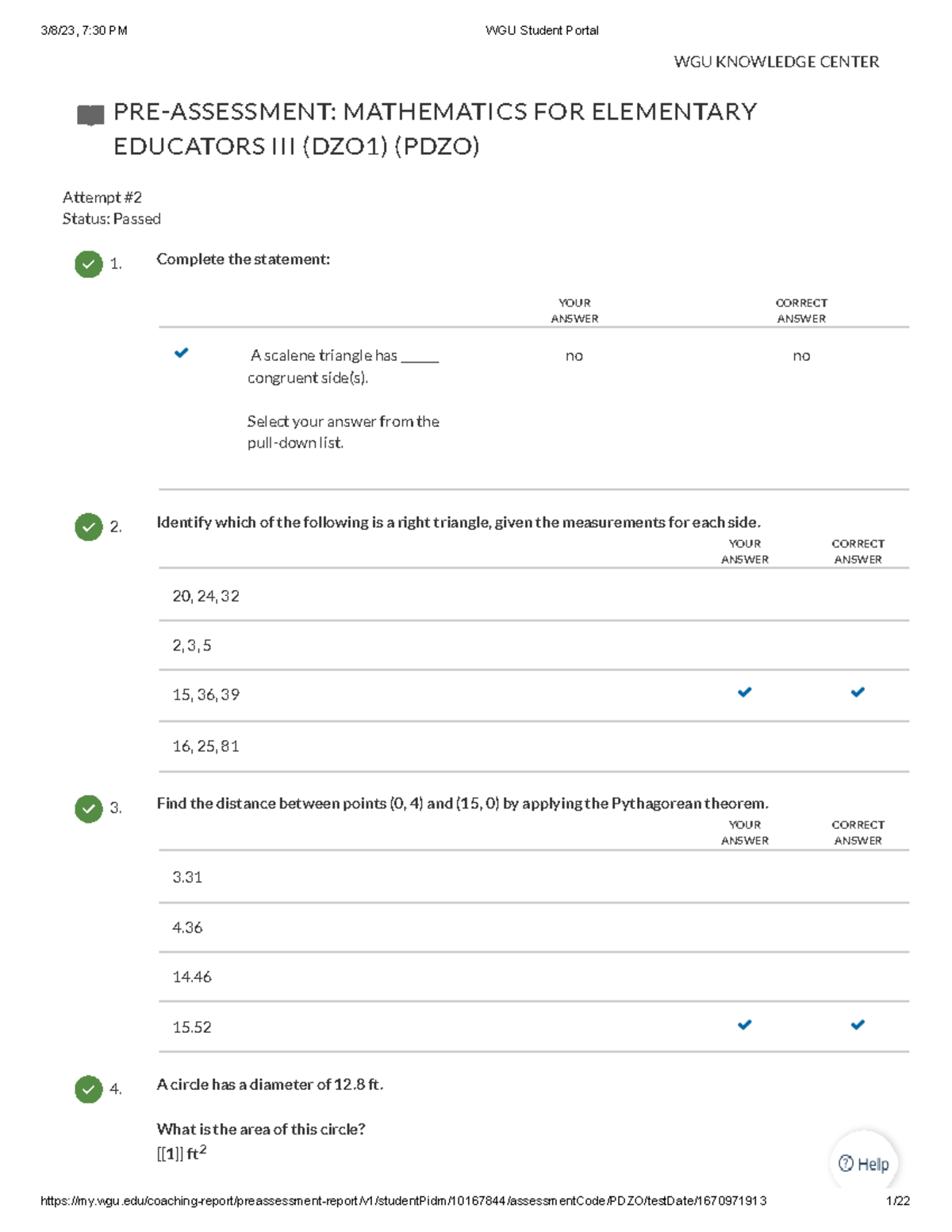 Math 3 pre-assessment - PRE-ASSESSMENT: MATHEMATICS FOR ELEMENTARY ...