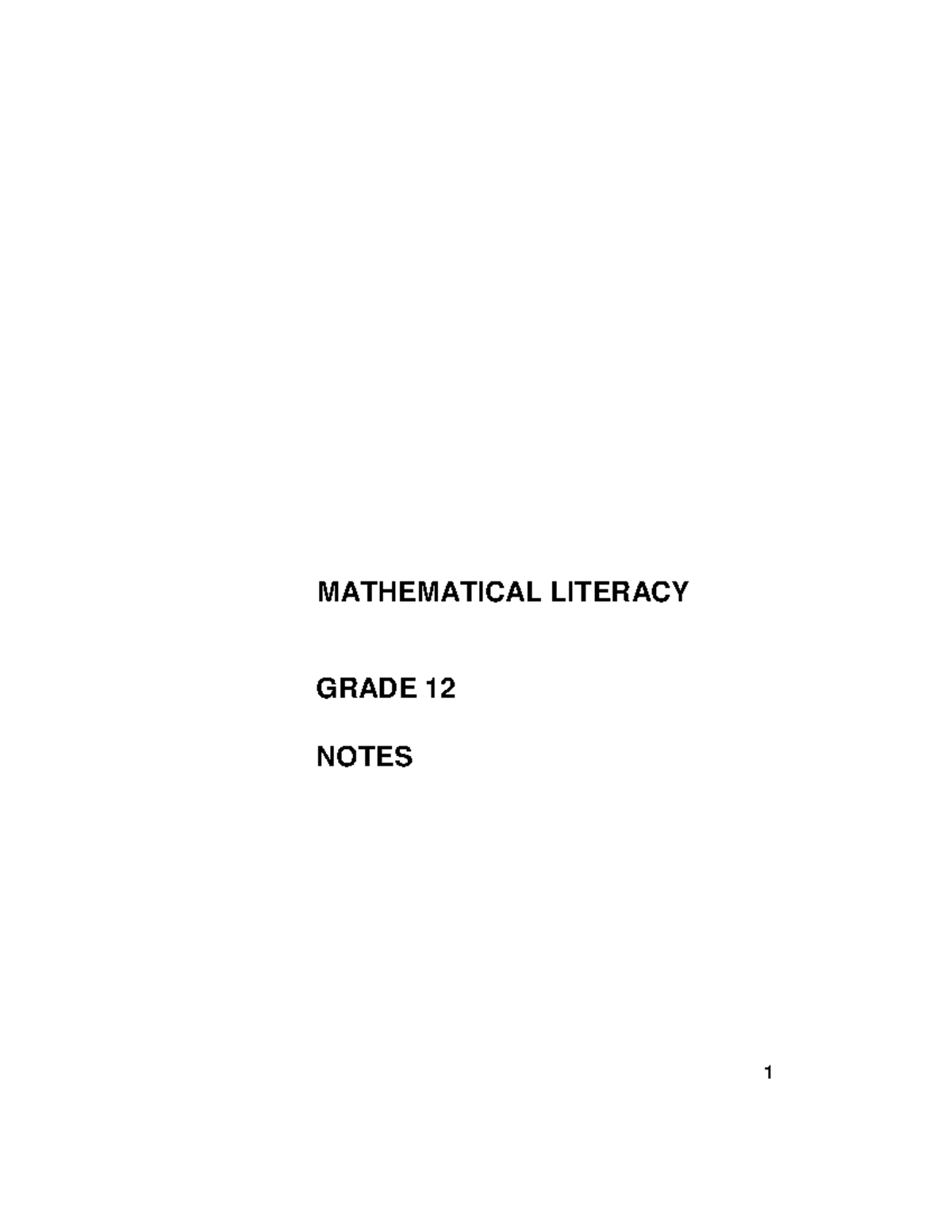 Mathematical Literacy Grade 12 Notes - SENIOR SECONDARY INTERVENTION ...