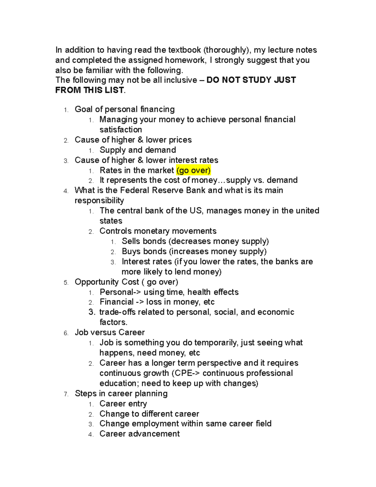 BUS 201 Test 1 study guide - In addition to having read the textbook ...