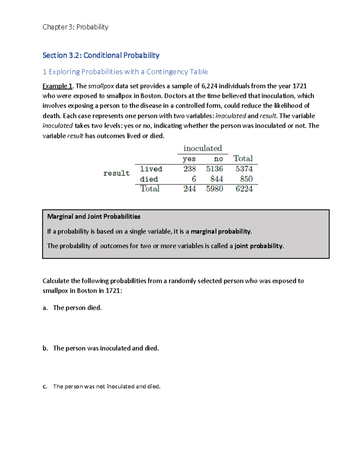 Section 3.2 - Conditional Probability - Chapter 3: Probability Section 3: Conditional ...