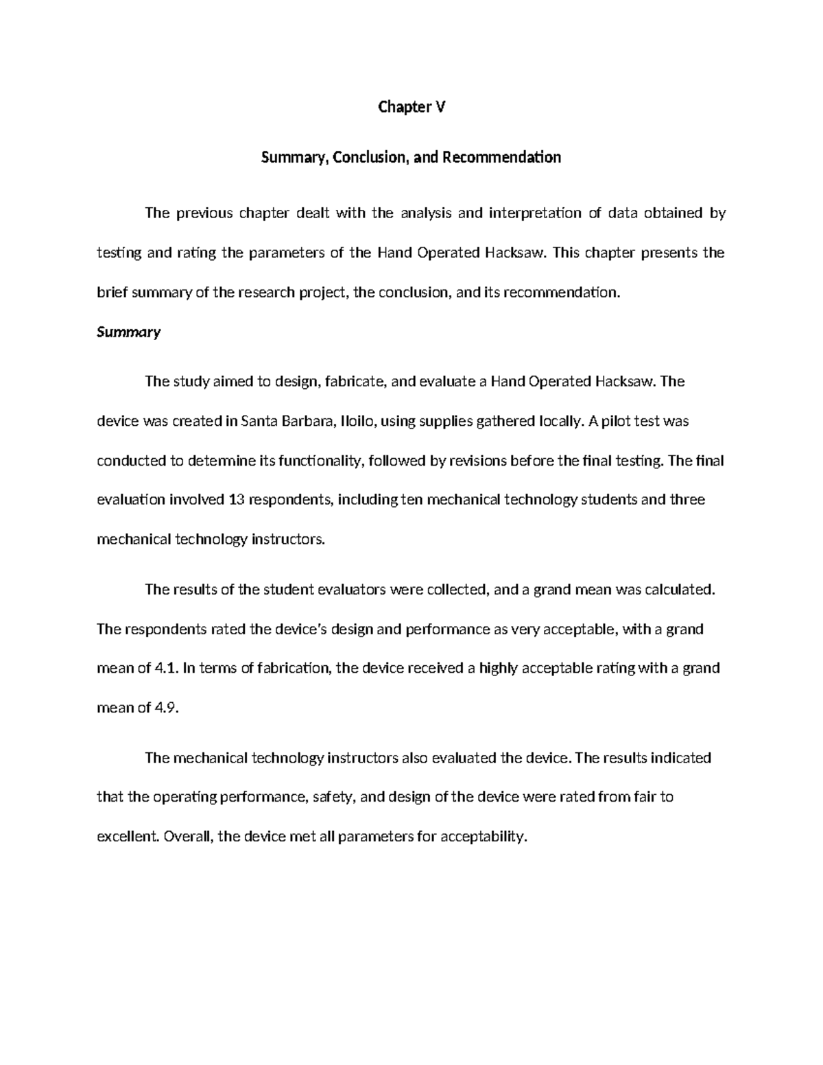 Chapter V - Research - Chapter V Summary, Conclusion, and ...