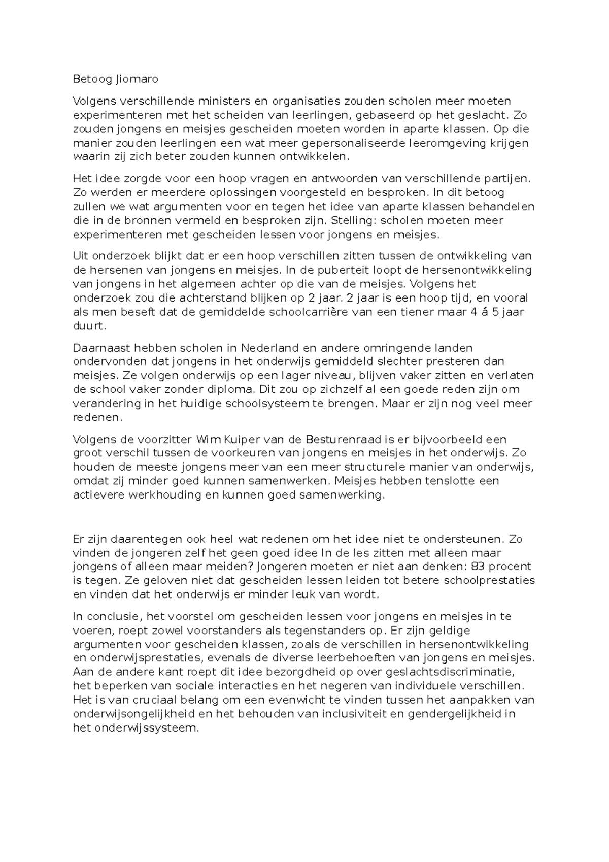 Betoog - schrijven - Betoog Jiomaro Volgens verschillende ministers en ...