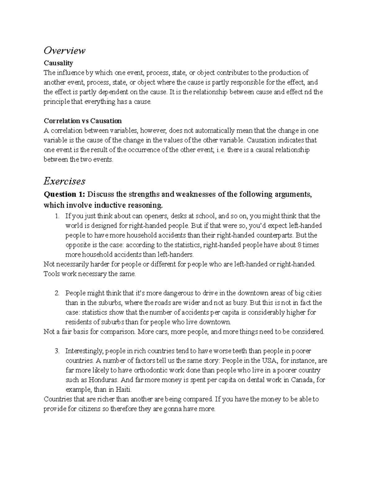 Philosophy Tutorial #9 - Overview Causality The influence by which one ...