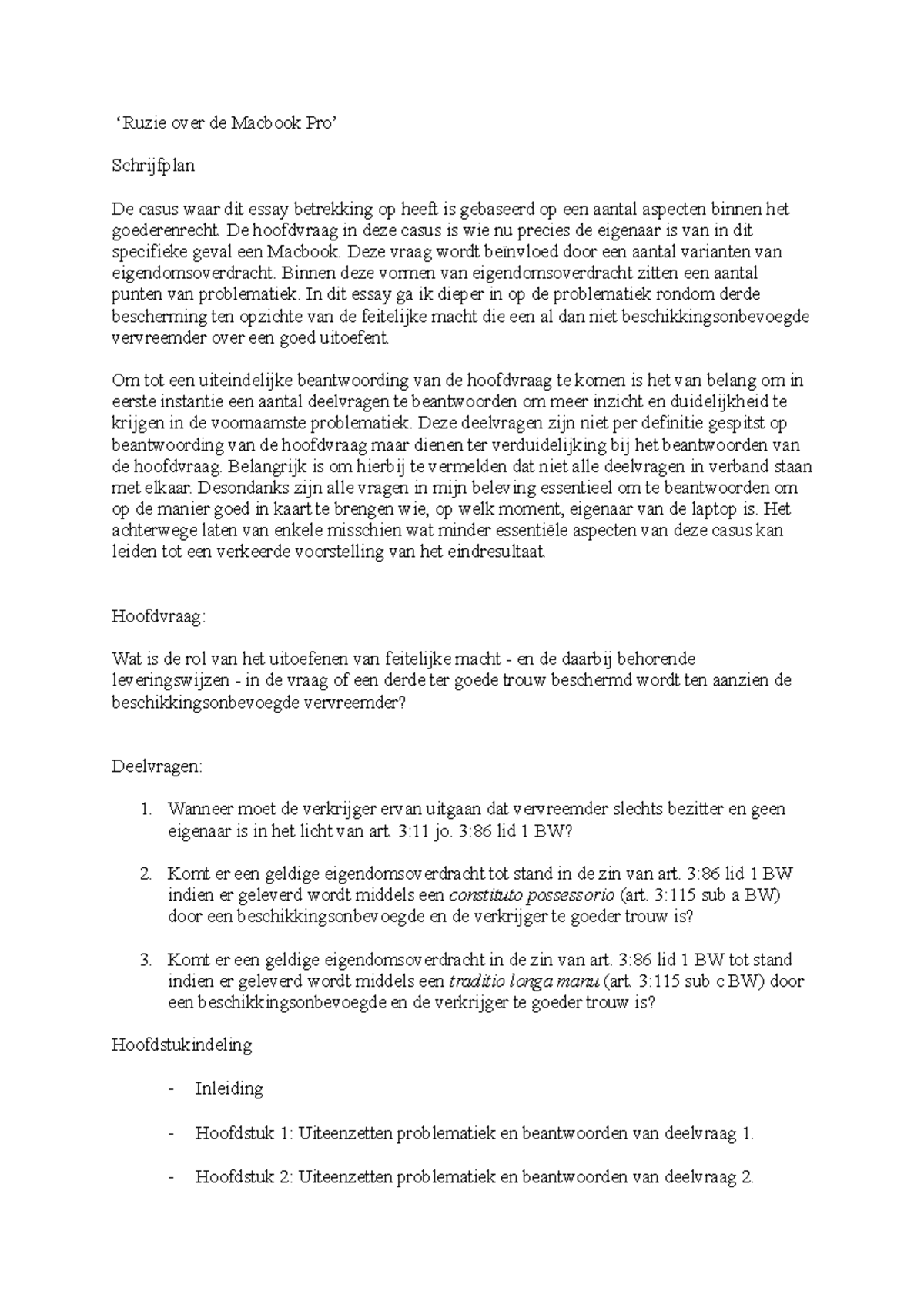 Schrijfplan Studentenrechtbank - ‘Ruzie over de Macbook Pro ...