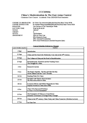 Lecture 3-PDF Format - Lec - CCCH9006: China’s Modernization in the East Asian Context LECTURE 3 ...