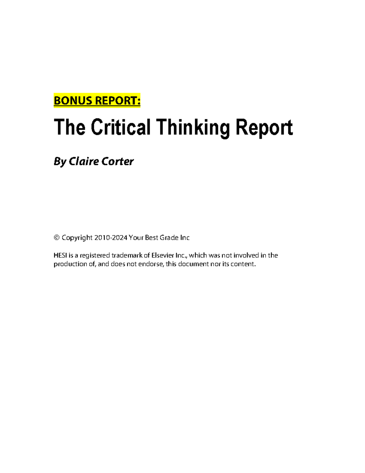 CTI-Report - Hess taking tips - BONUS REPORT: The Critical Thinking ...