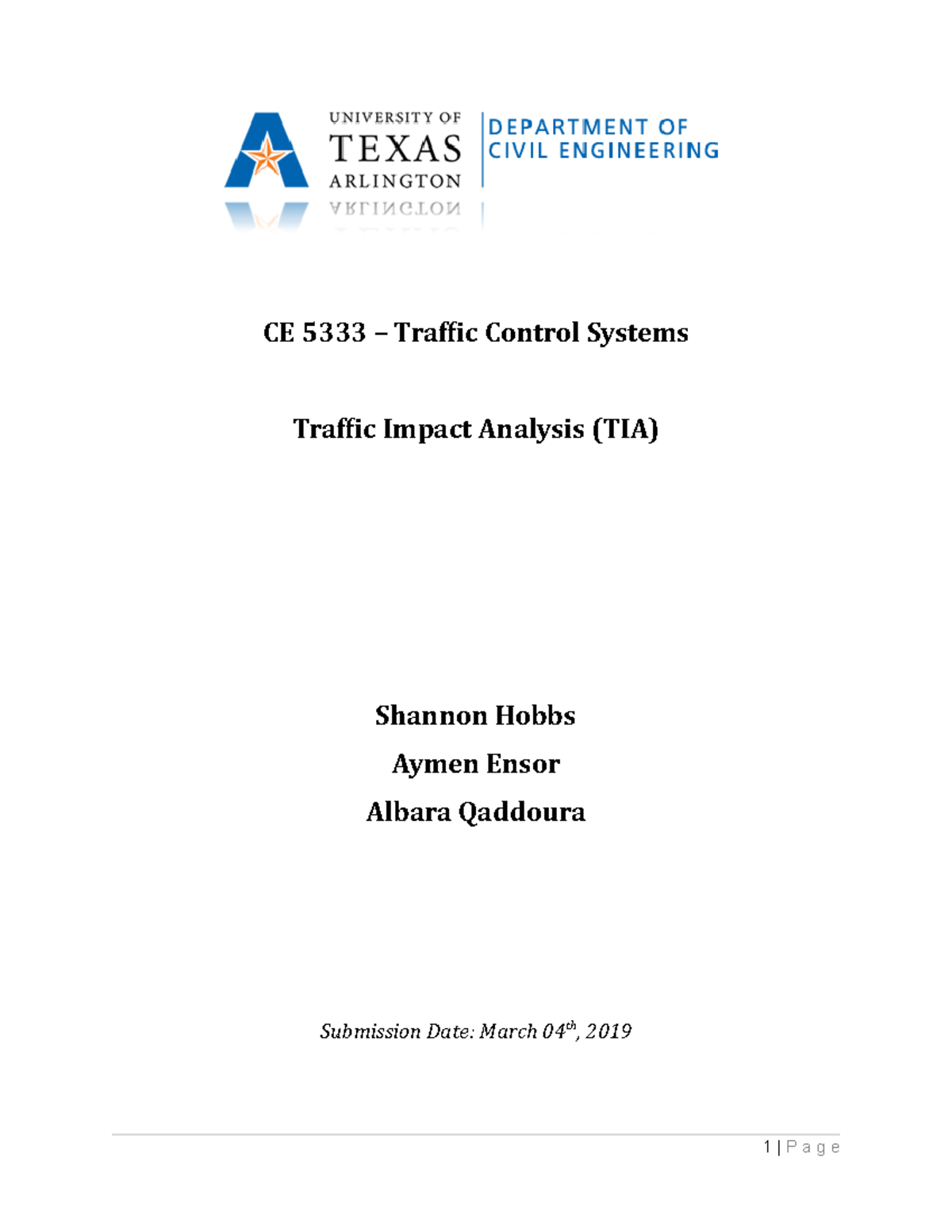 CE Traffic Control Systems Traffic Impact Analysis - Studocu