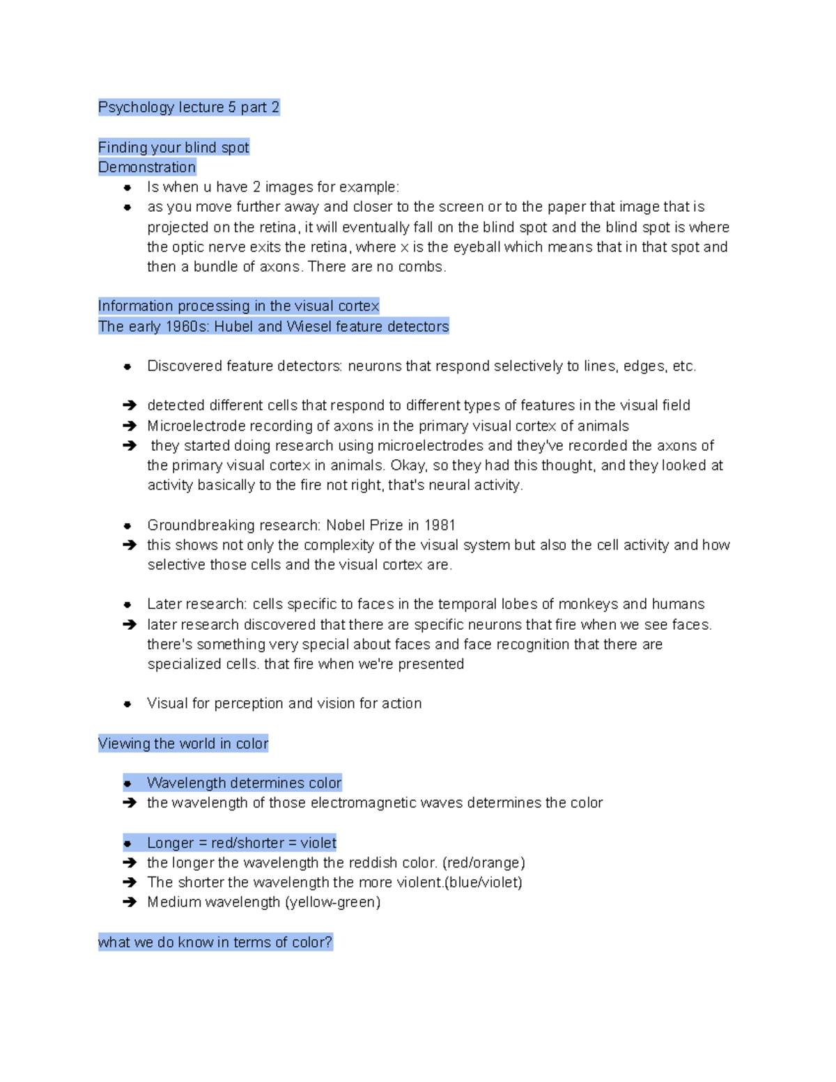 Psychology lecture 5 part 2 - Google Docs - Psychology lecture 5 part 2 Finding your blind spot ...