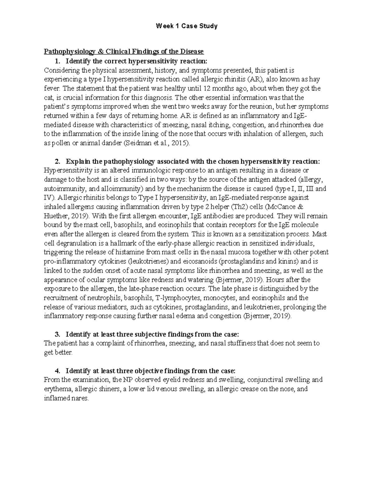 Week 1 Case Study - Week 1 Case Study Pathophysiology & Clinical ...