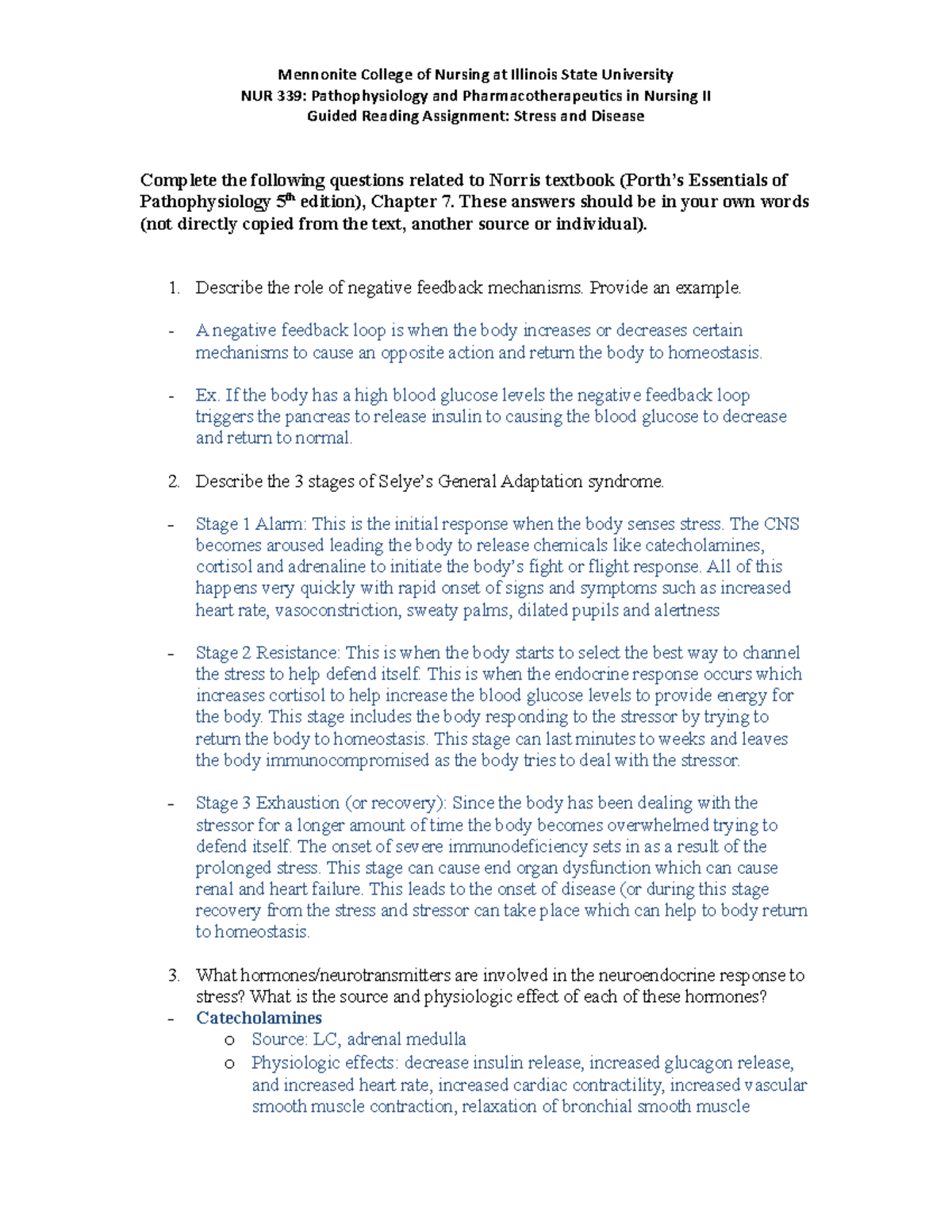 NUR339 Stress- Guided Reading Assignment F21 - Mennonite College of ...