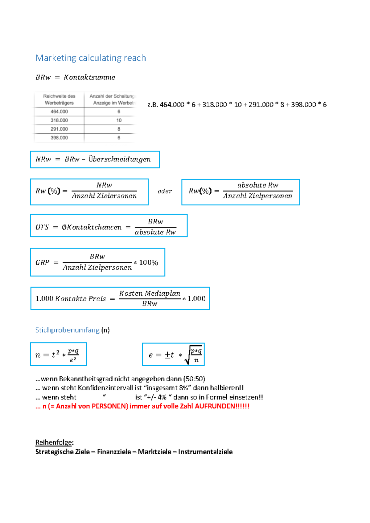 Marketing - Calculation of Reach - Marketing calculating reach z. 6 10 ...
