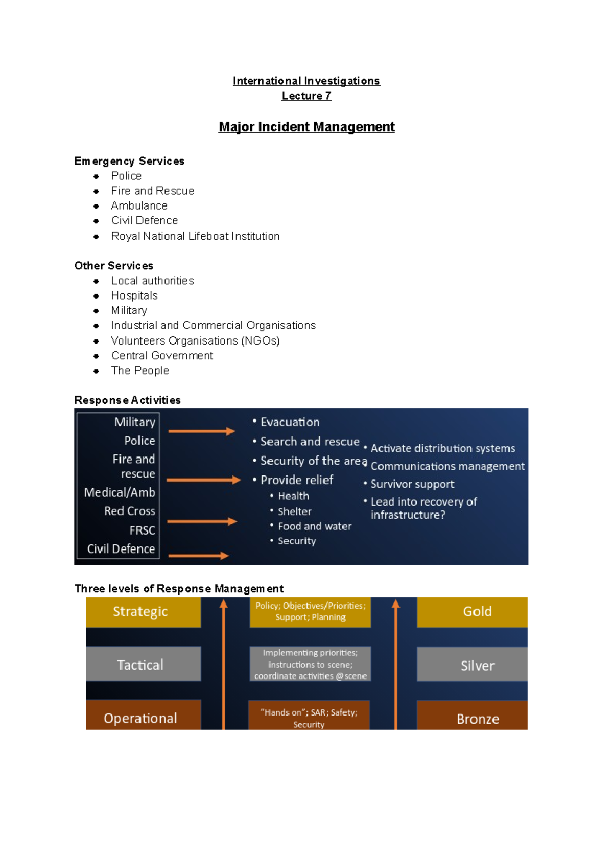 International Investigations- Major Incident Management - International ...