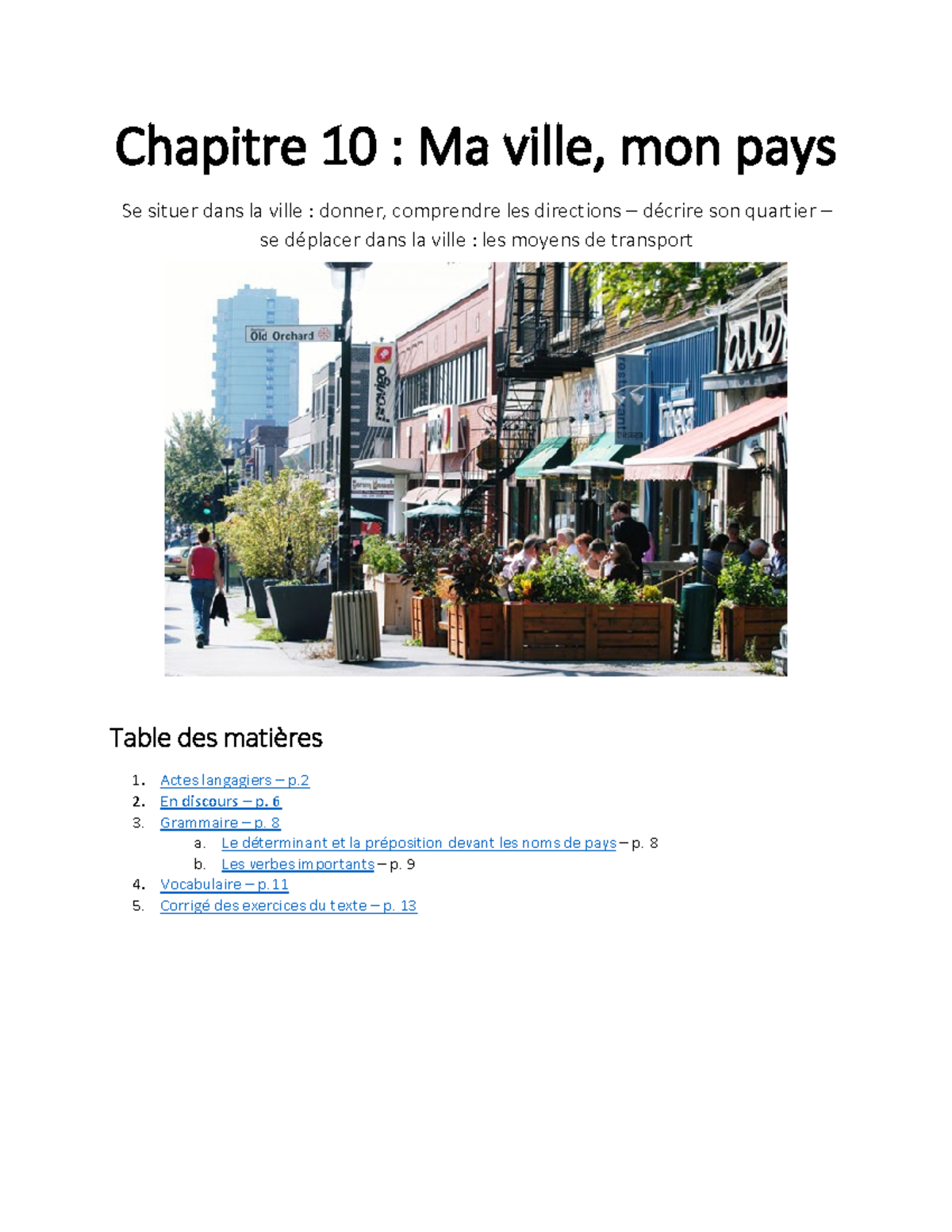 Chapitre 10 - COurspack with grammer details, good to look at ...