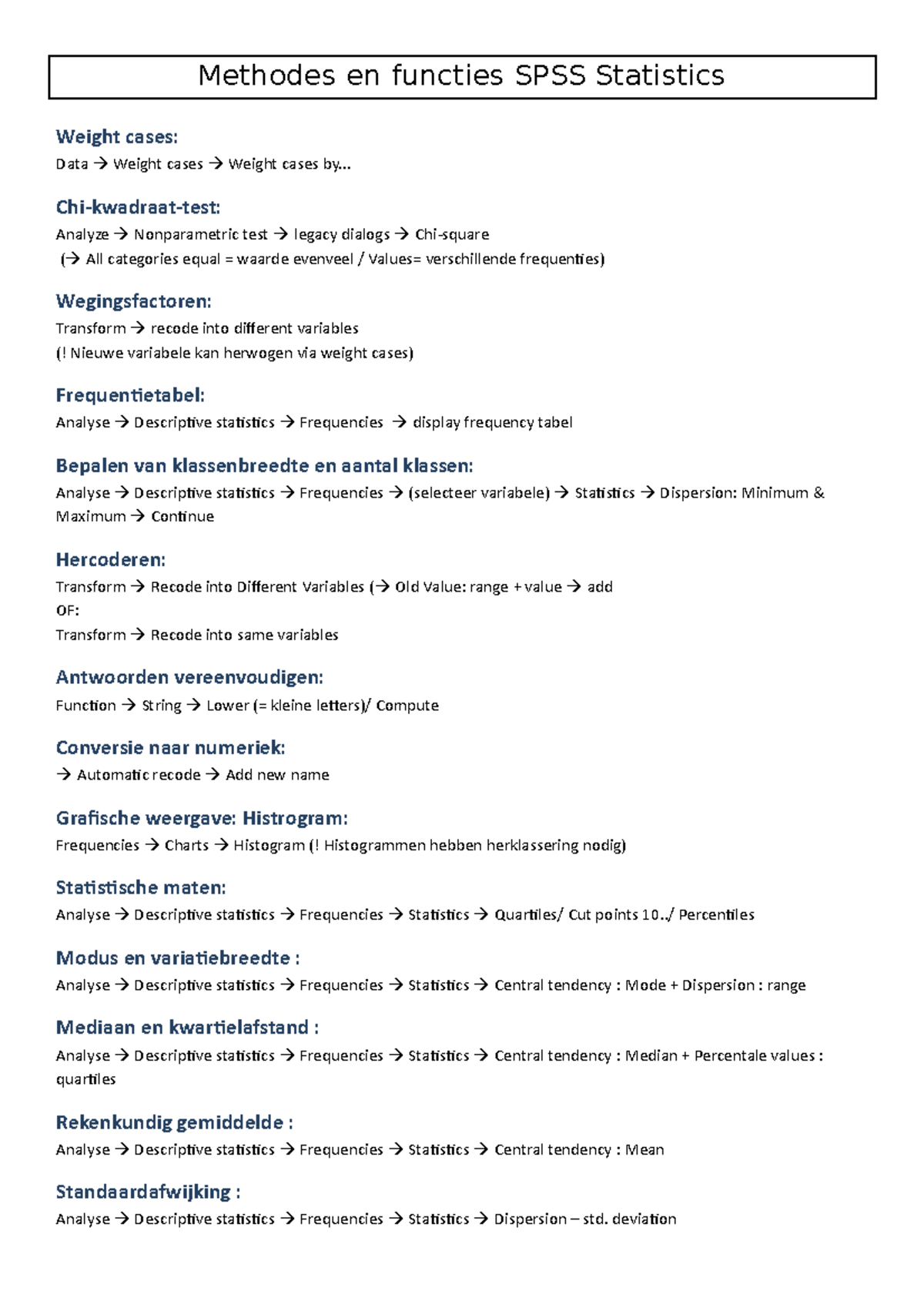 Methodes en functies SPSS Statistics - .. Analyze Nonparametric test ...