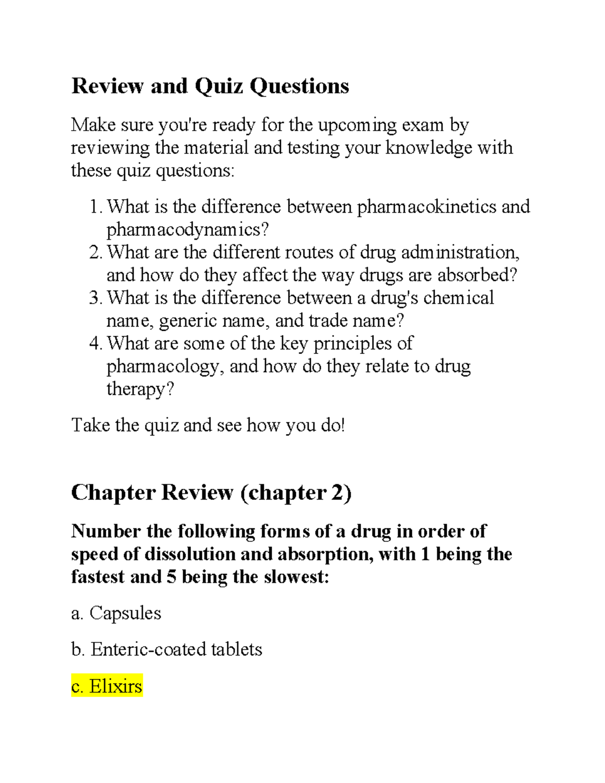 Moodle Review and Quiz Questions - Review and Quiz Questions Make sure ...