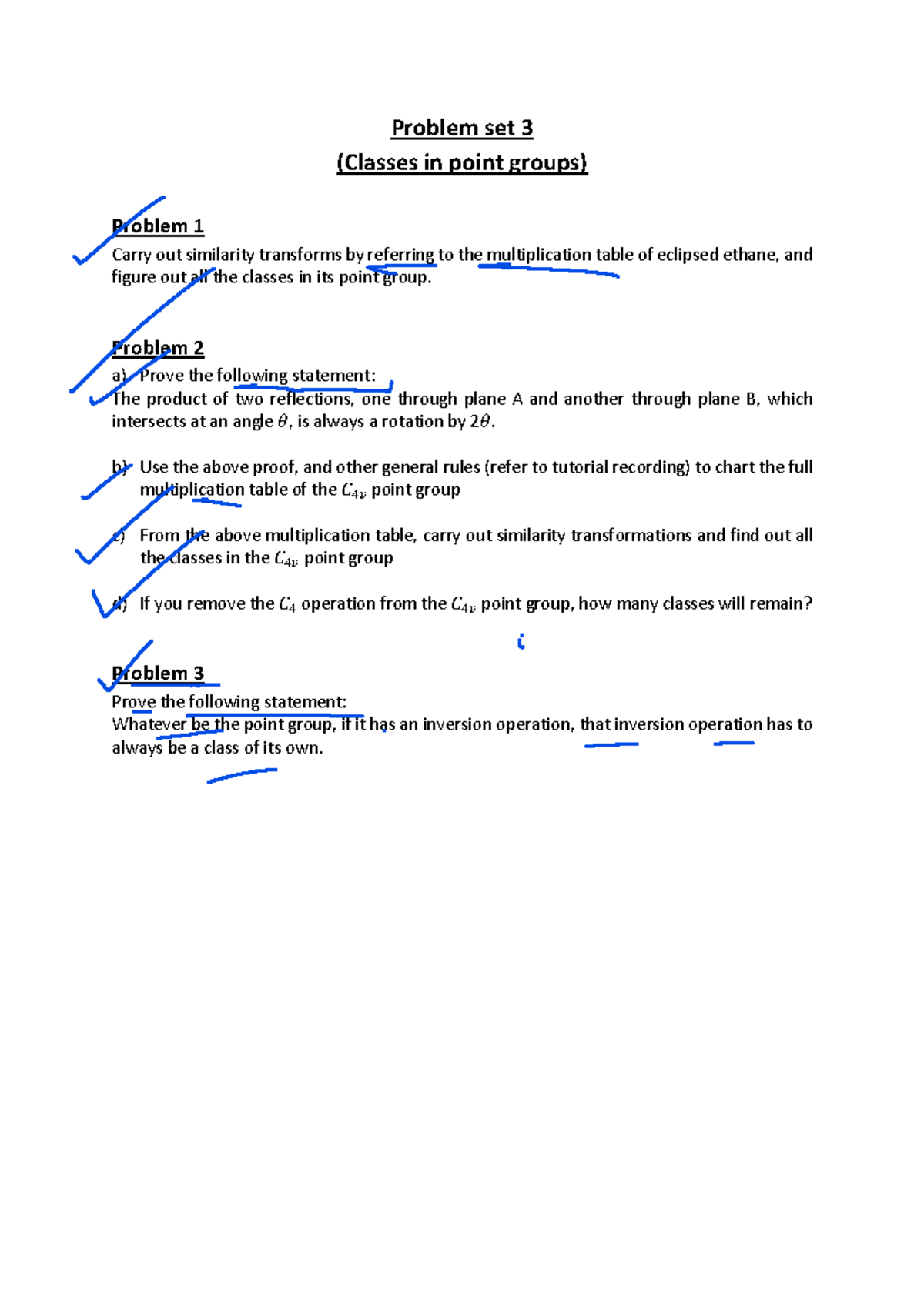 Problem set 3 - Practice material - Problem set 3 (Classes in point groups) Problem 1 Carry out ...