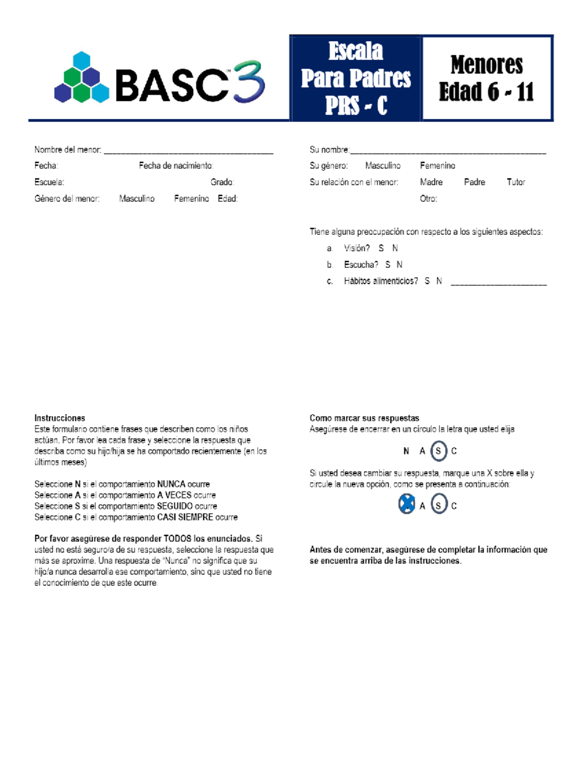 BASC 3 - Padres niños de 6 a 11 años - Psicología Educativa - Studocu