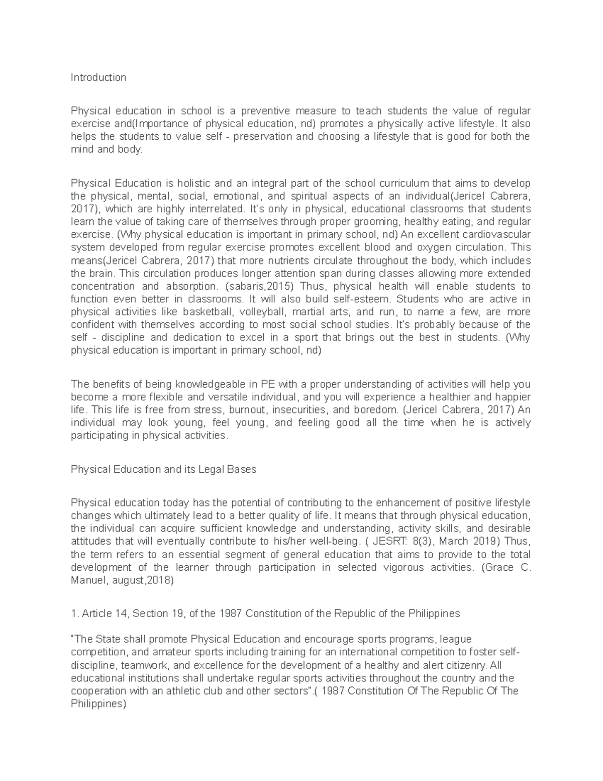 Introduction - PHYSICAL EDUCATION - Introduction Physical education in ...