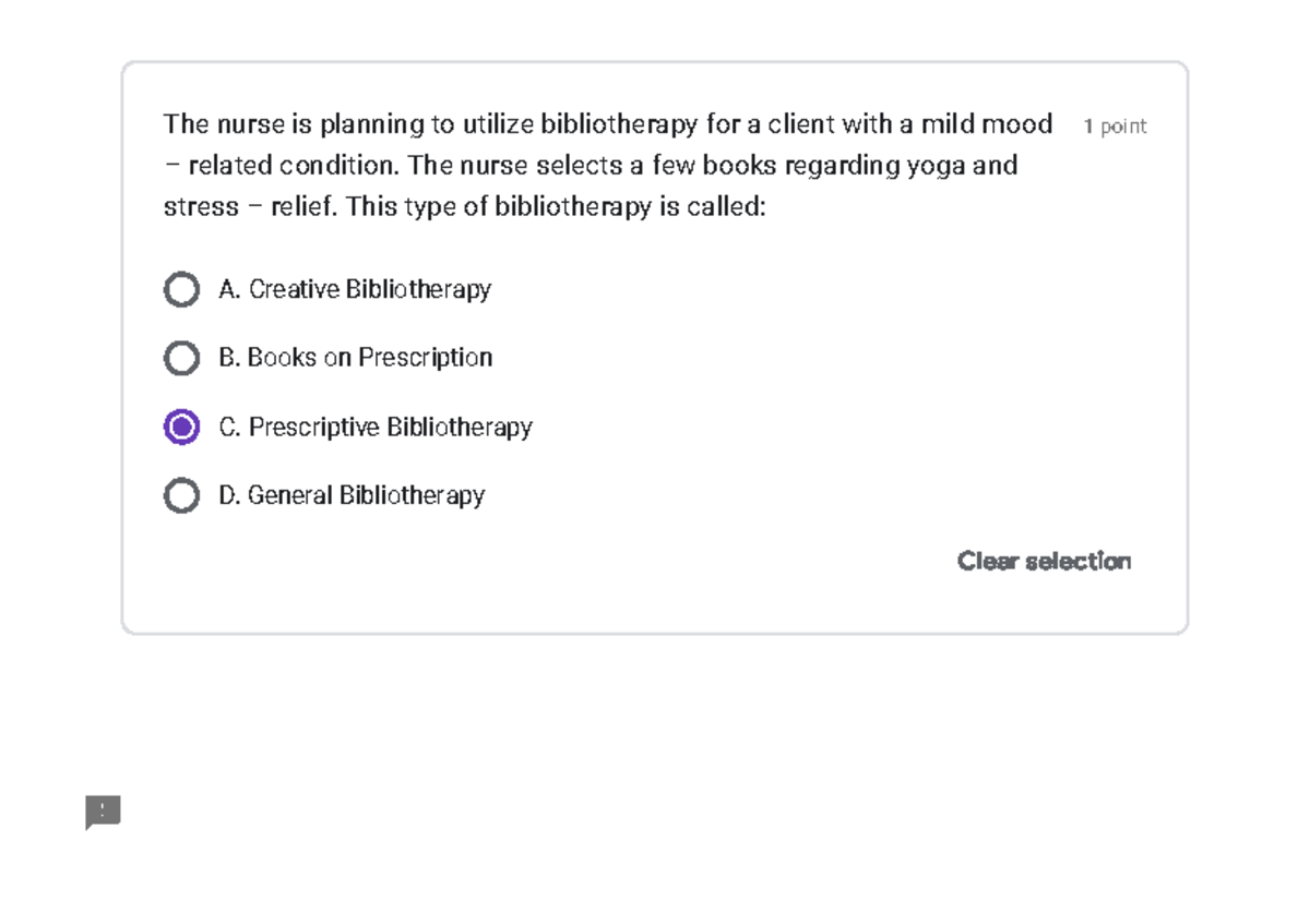 Sas9 - student activity sheet - 1 point A. Creative Bibliotherapy B ...