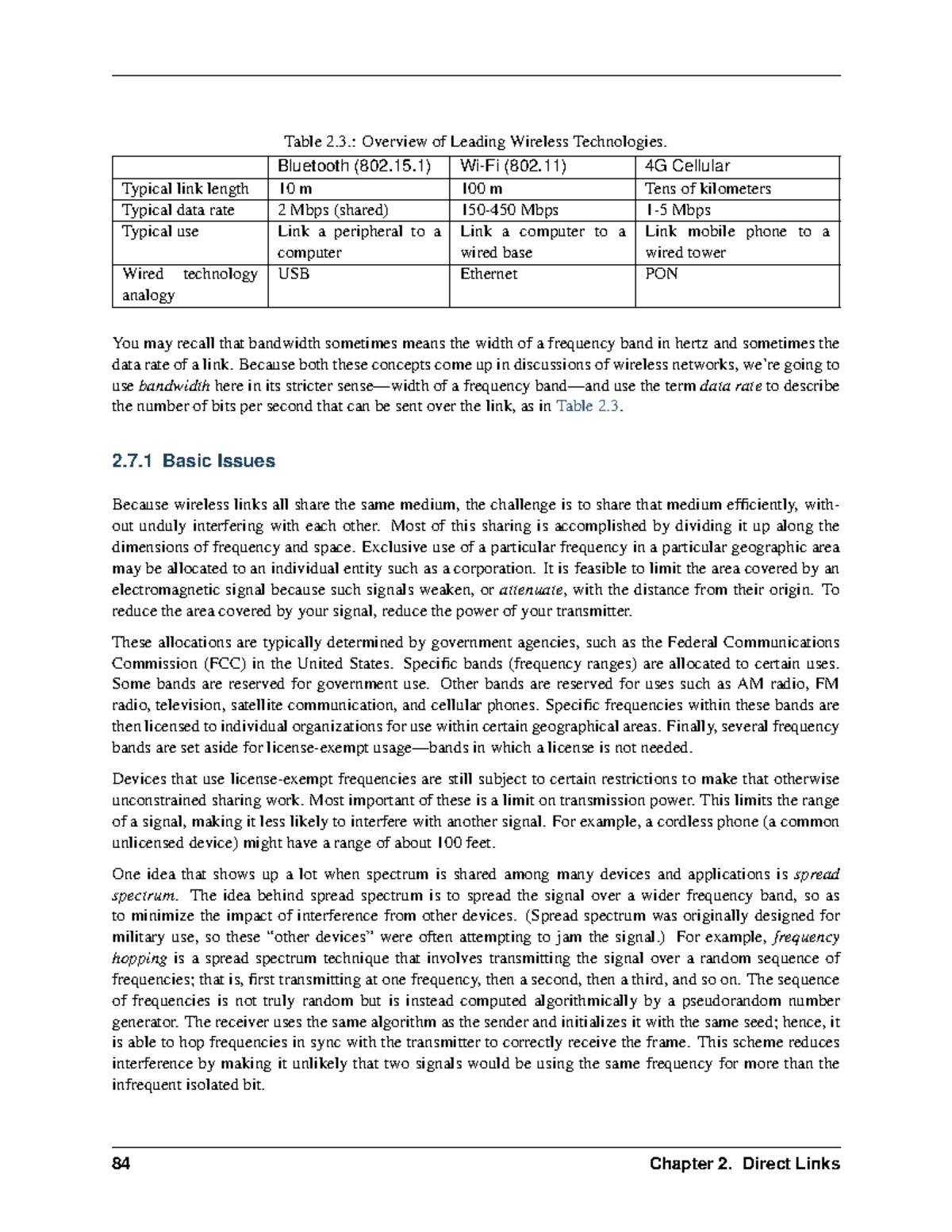 Computer network notes-26 - Table 2.: Overview of Leading Wireless ...