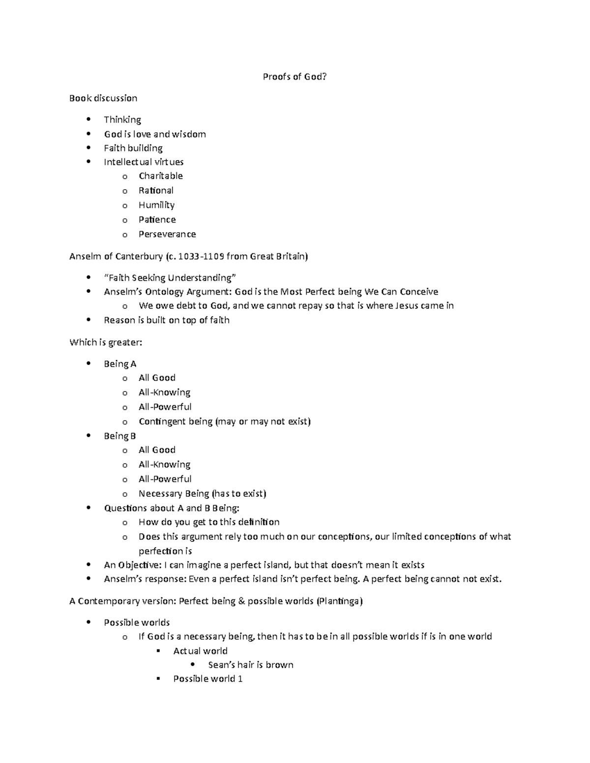 Notes #3 - Professor: Dr. Jerome Van Kuiken - Proofs of God? Book ...