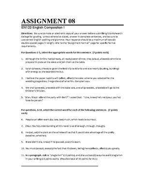 EN 120 Assignment 06 - ASSIGNMENT 06 EN120 English Composition I ...