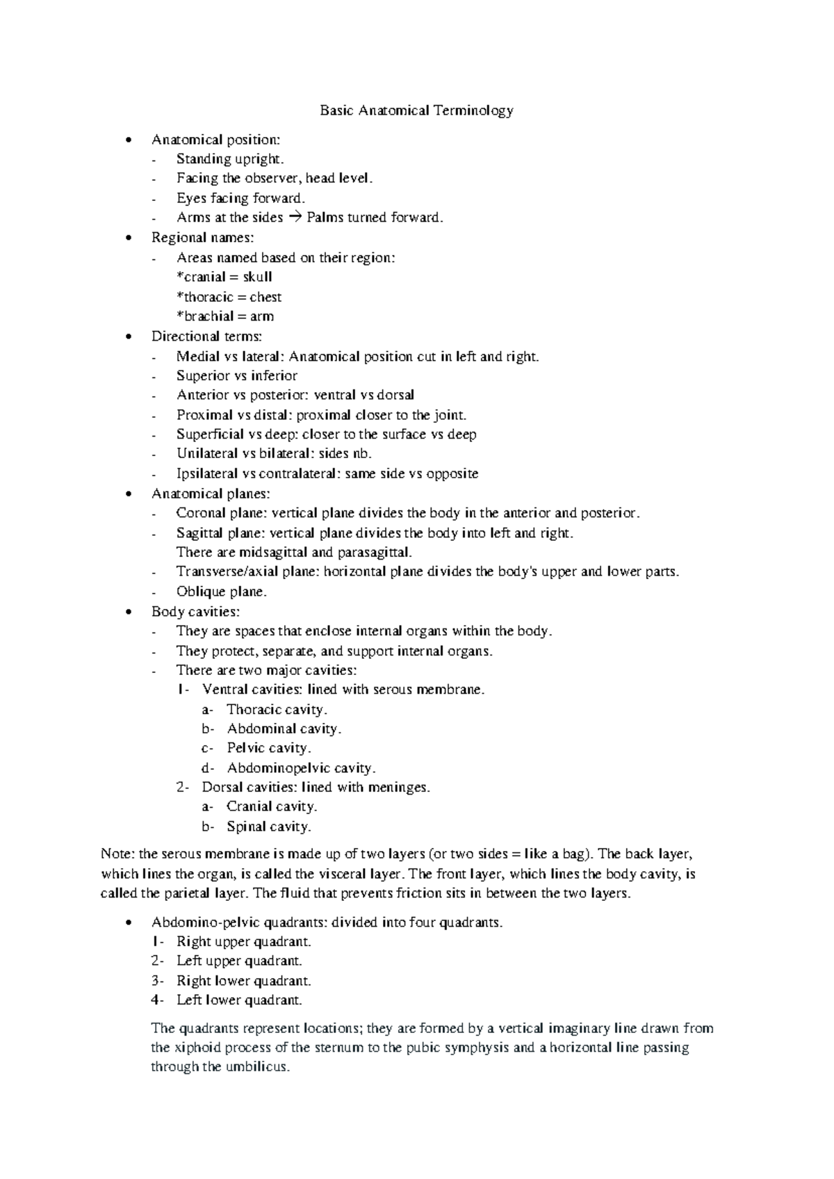 Anatomy 2 - week 1 - week 1's lec - Basic Anatomical Terminology ...
