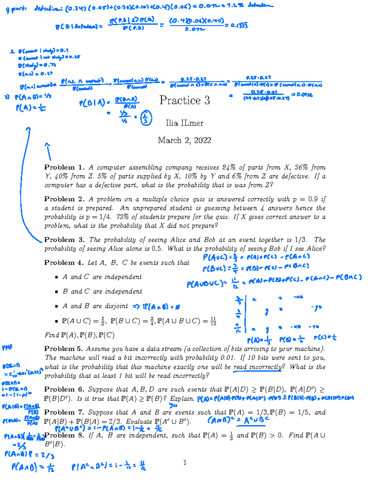 Practice 03 for Csc 217 - ####### Practice 3 Ilia ILmer March 2, 2022 Problem 1. A computer ...