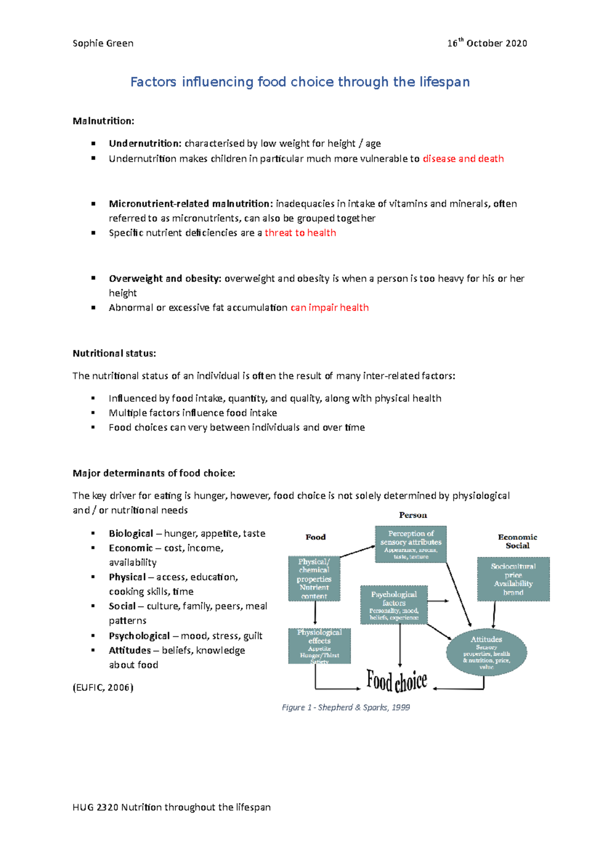 Factors influencing food choice & dietary assessment - lecture notes ...