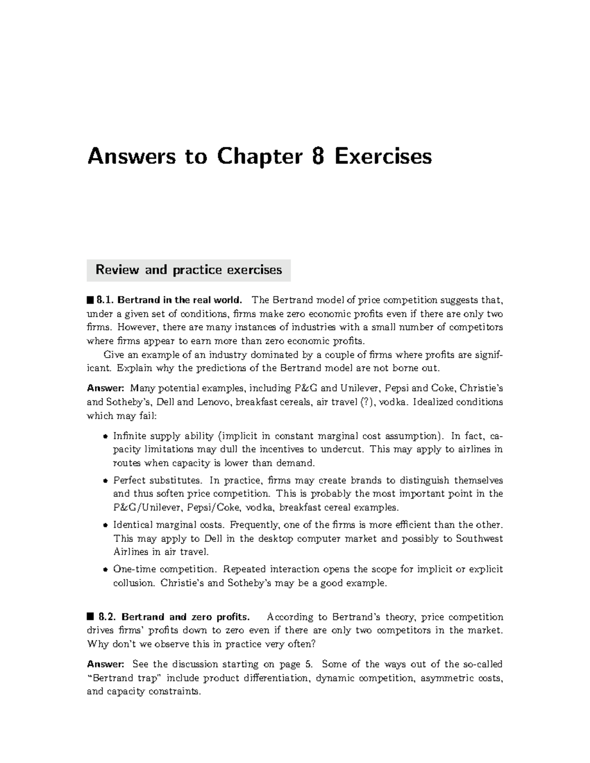 Exercise-answers compress-chapter-8-luis-cabral - Answers to Chapter 8 Exercises Review and ...