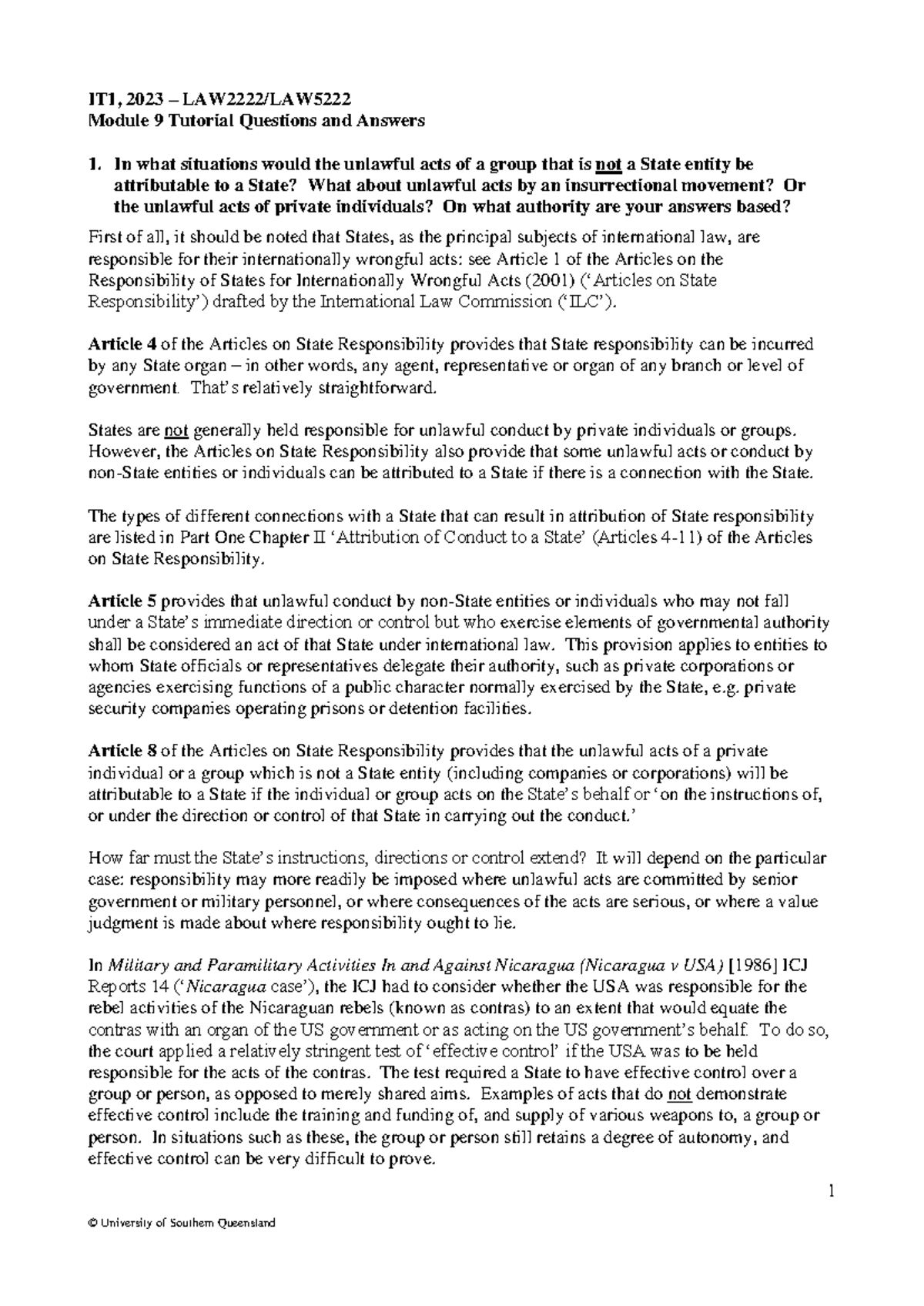 Module 9 - lecture notes - 1 IT1, 2023 – LAW2222/LAW Module 9 Tutorial ...