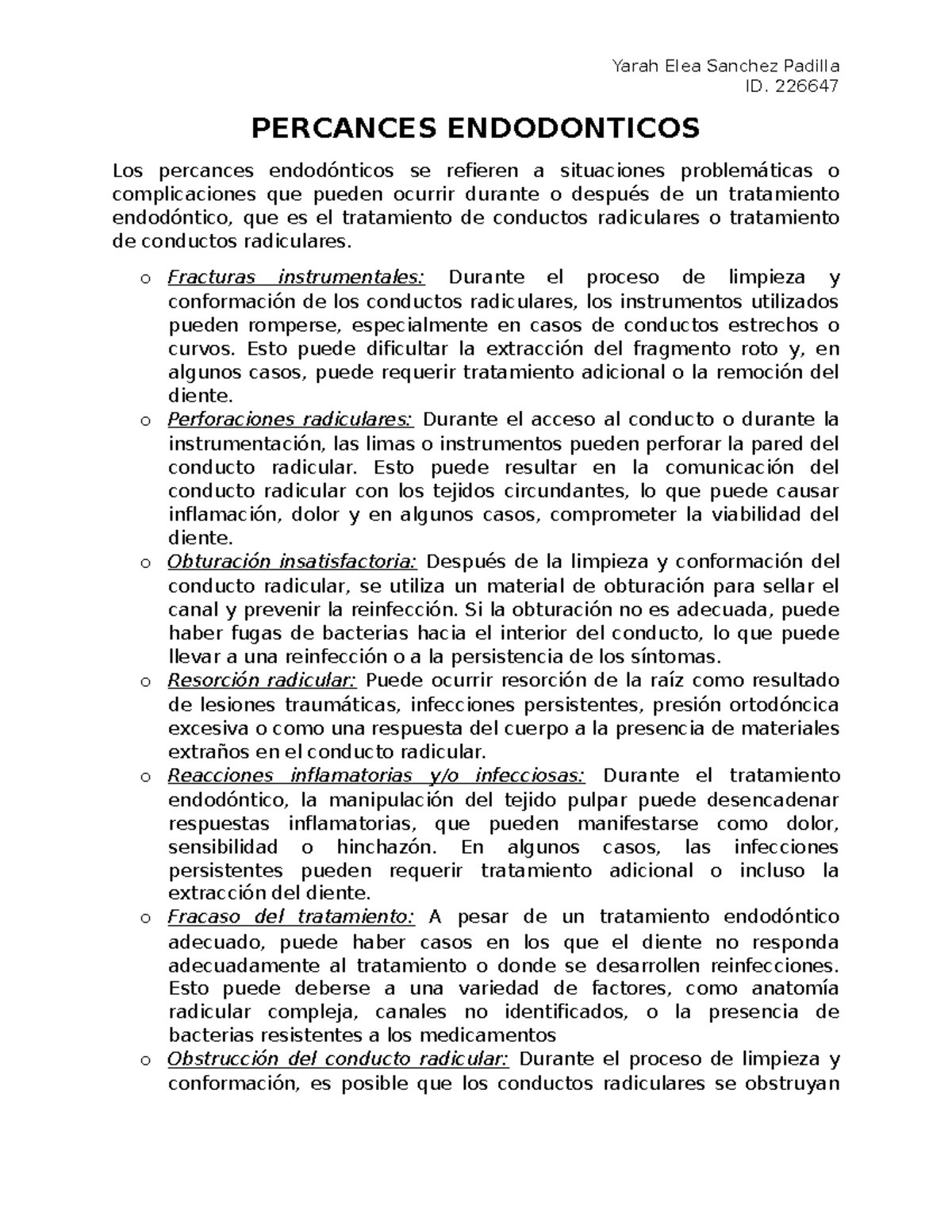 Percances Endodonticos - Yarah Elea Sanchez Padilla ID. 226647 ...