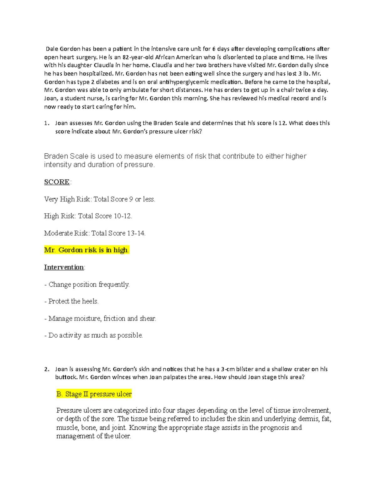 Chapter 48 Case Study Open Heart Surgery He Is An 82 year