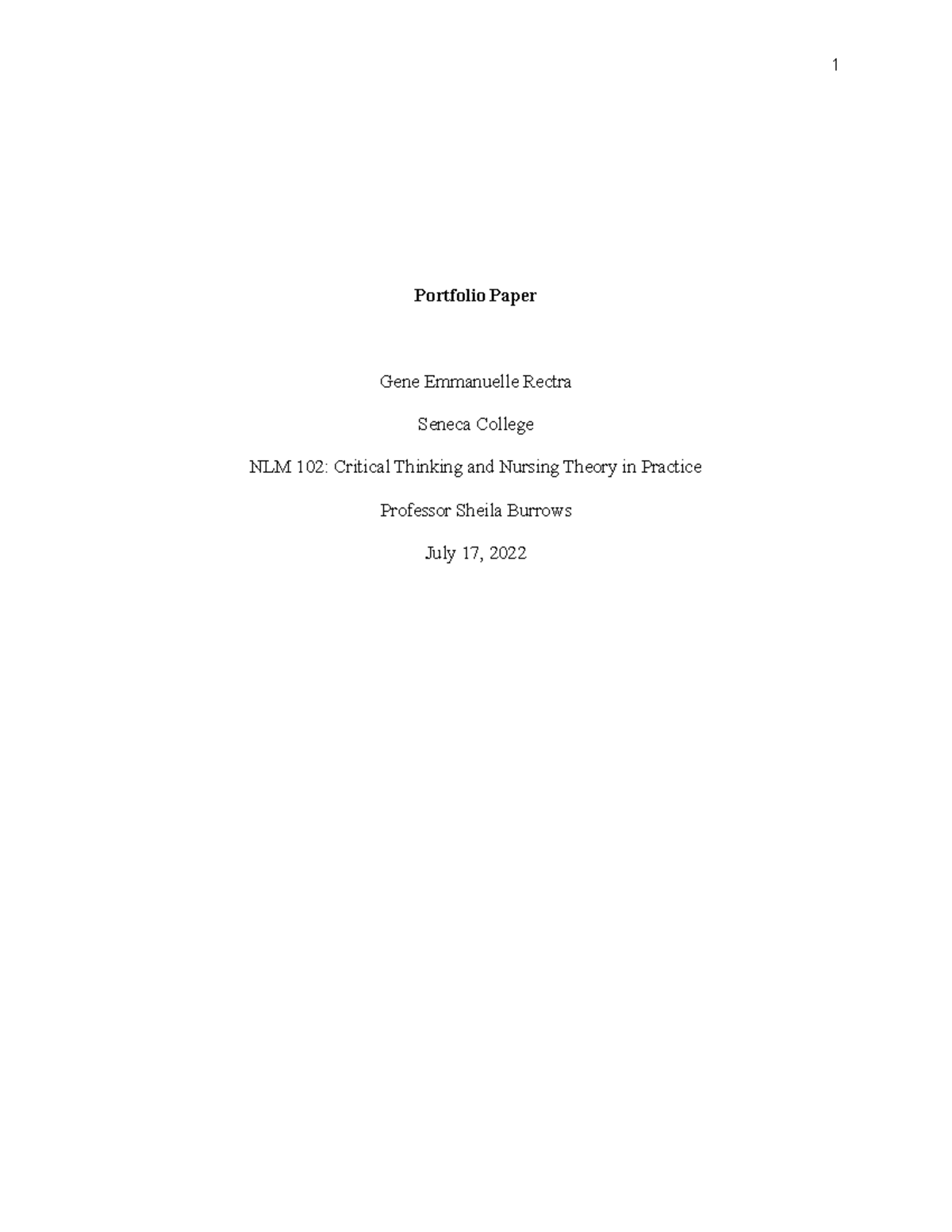 Portfolio Paper NLM 102 - Portfolio Paper Gene Emmanuelle Rectra Seneca ...