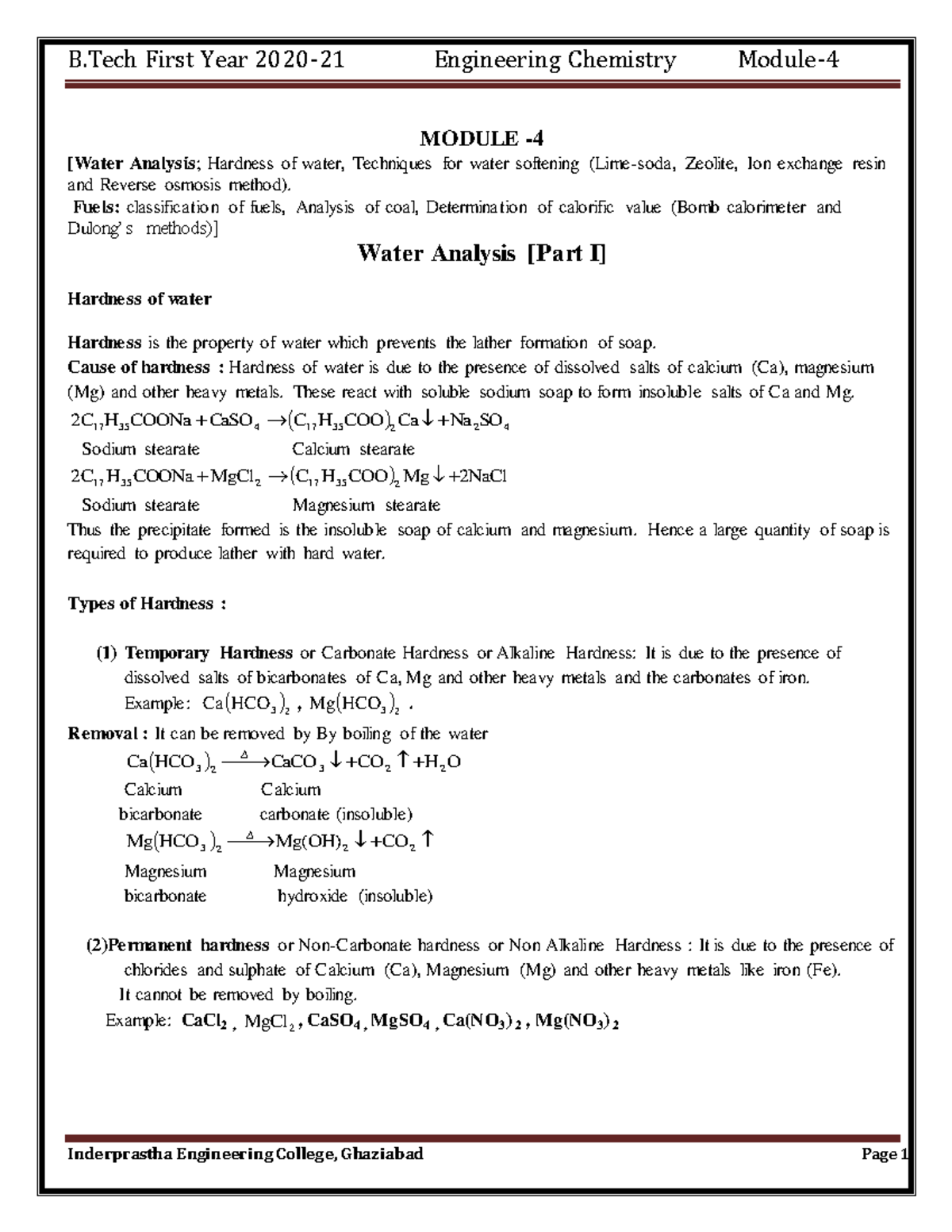 Chem Notes Unit 4 Part I Water Analysis 21 22 MODULE Water chem-notes-unit-4-part-i-water-analysis-21-22-module-water