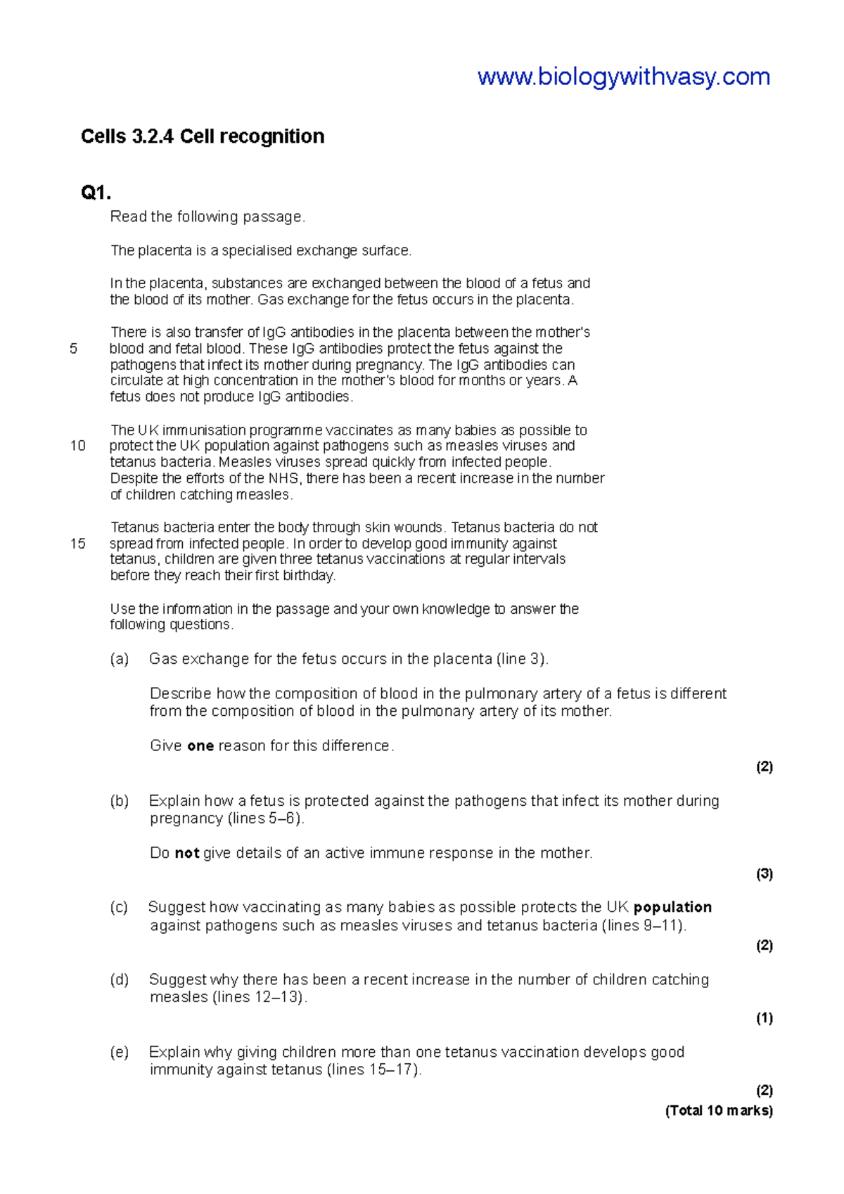 Unit 2.4 Cell recognition - biologywithvasy Cells 3.2 Cell recognition ...