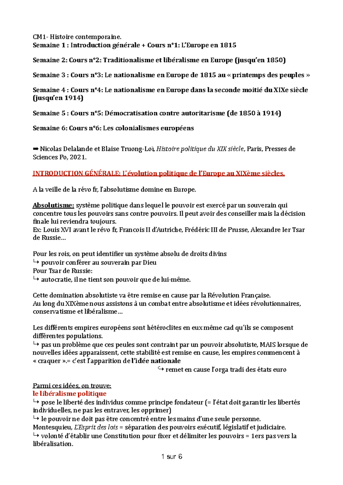CM1 - notes de cours - CM1- Histoire contemporaine. Semaine 1 ...
