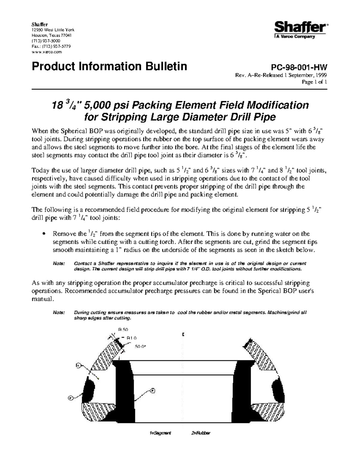18-5M Element Field Modification BOP - Shaffer 12950 West Little York ...