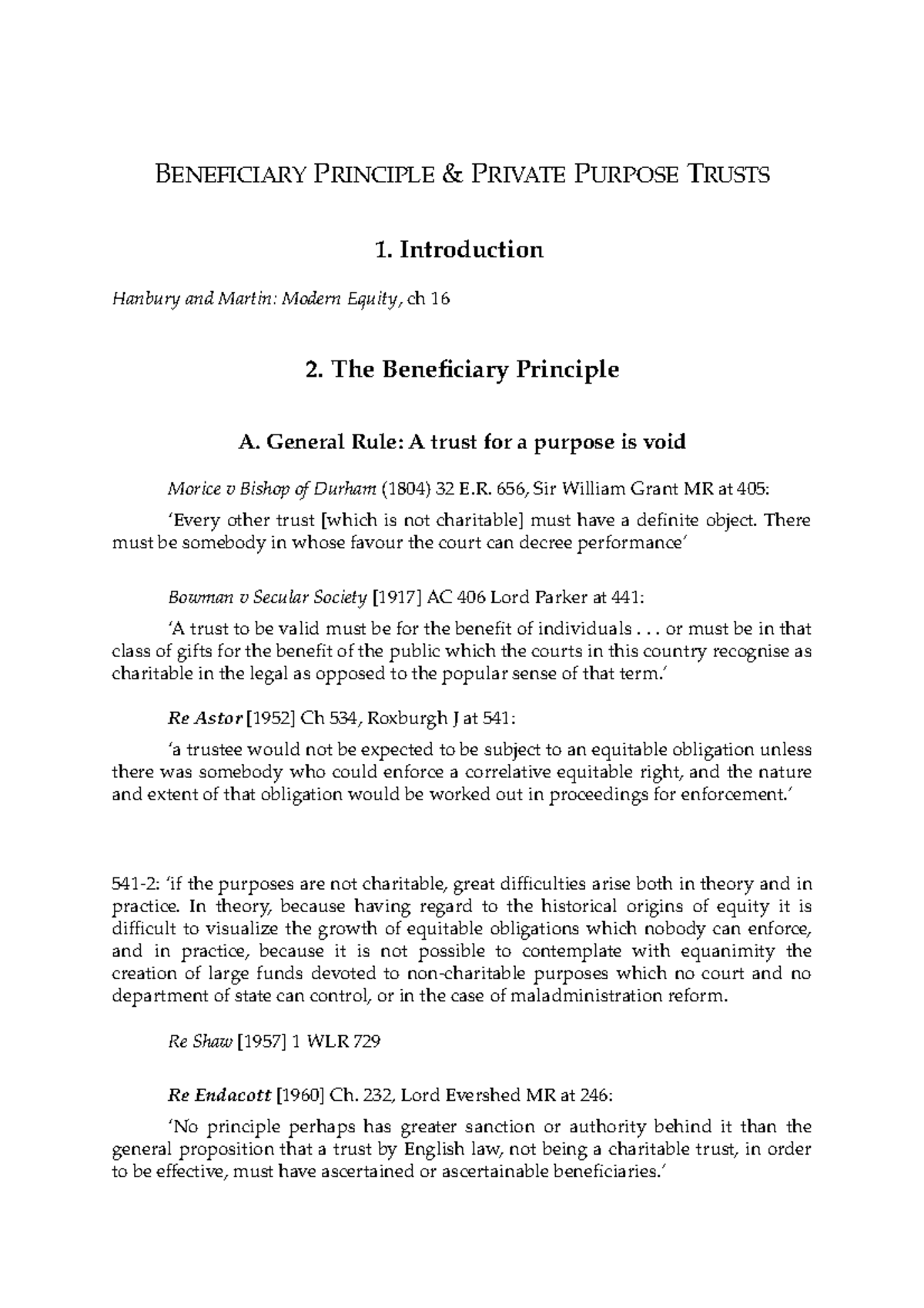 Beneficiary Principle Private Purpose Trusts - BENEFICIARY PRINCIPLE ...