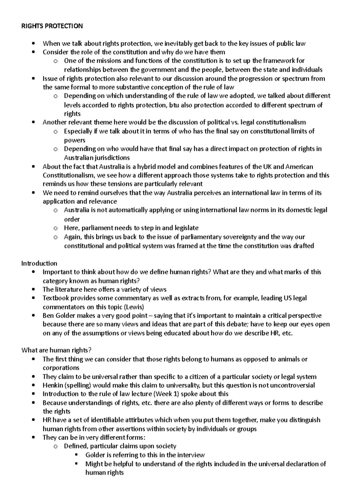 Rights Protection Summary - RIGHTS PROTECTION When we talk about rights ...
