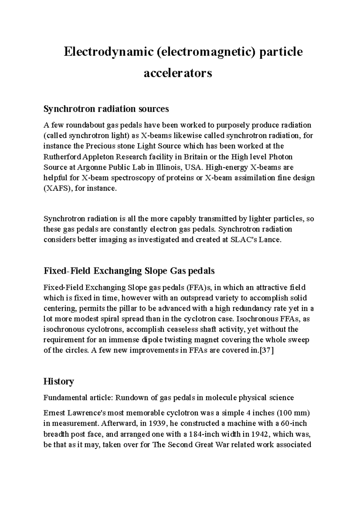 Electrodynami 3 - Ifah - Electrodynamic (electromagnetic) particle accelerators Synchrotron ...
