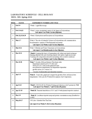 2024Bio303 Lab calendar - CELL BIOLOGY (BIO 303) LABORATORY CALENDAR ...