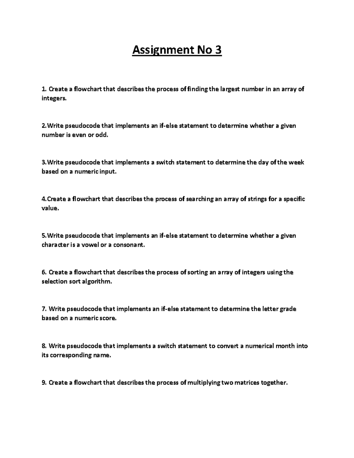 Assignment No 3-1 - Full - Assignment No 3 Create a flowchart that describes the process of ...