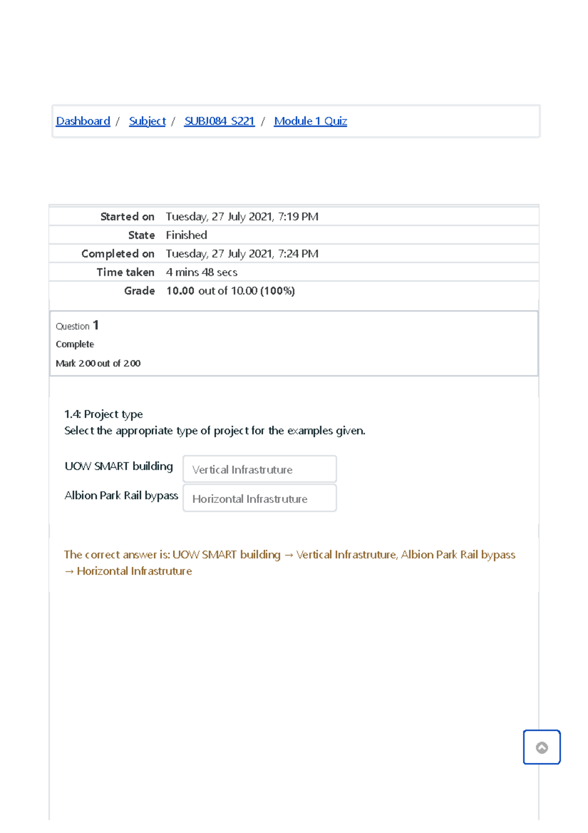 Module 1 Quiz Attempt review - CIVL458 - UOW - Studocu
