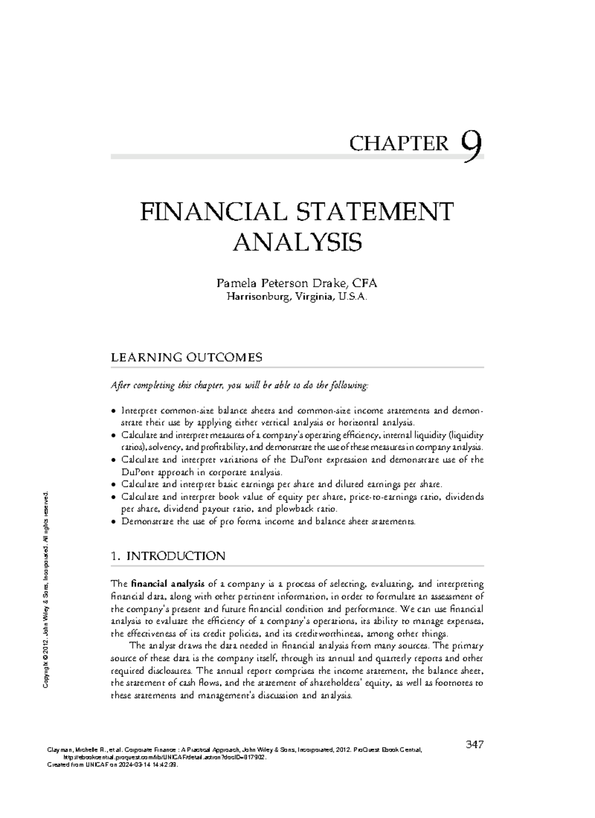 Corporate Finance A Practical Approach - (Chapter 9 Financial Statement Analysis) - CHAPTER 9 ...
