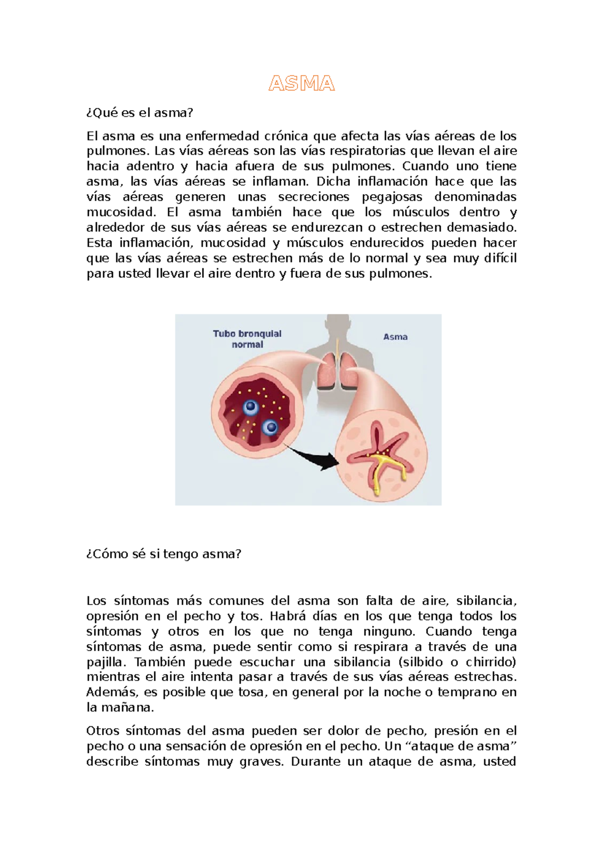 ASMA - vfgfg - ASMA ¿Qué es el asma? El asma es una enfermedad crónica ...