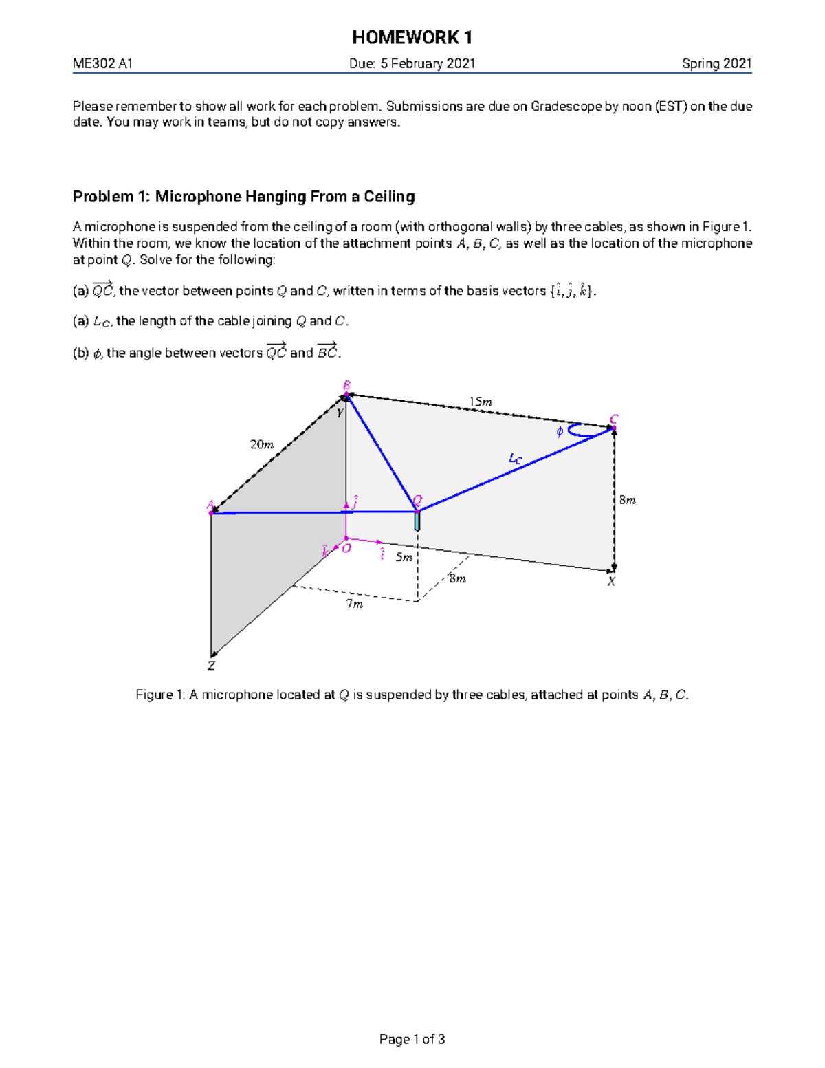 ME302 Homework 1 - Prof. Alyssa Pierson - ME302 A HOMEWORK 1 Due: 5 ...