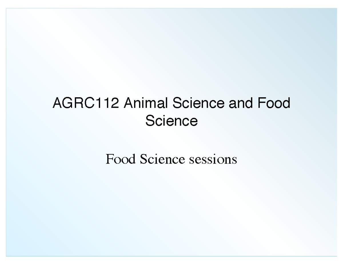 AGR 112.3 A intro FABS - Lecture notes 3 - AGRC112 Animal Science and ...