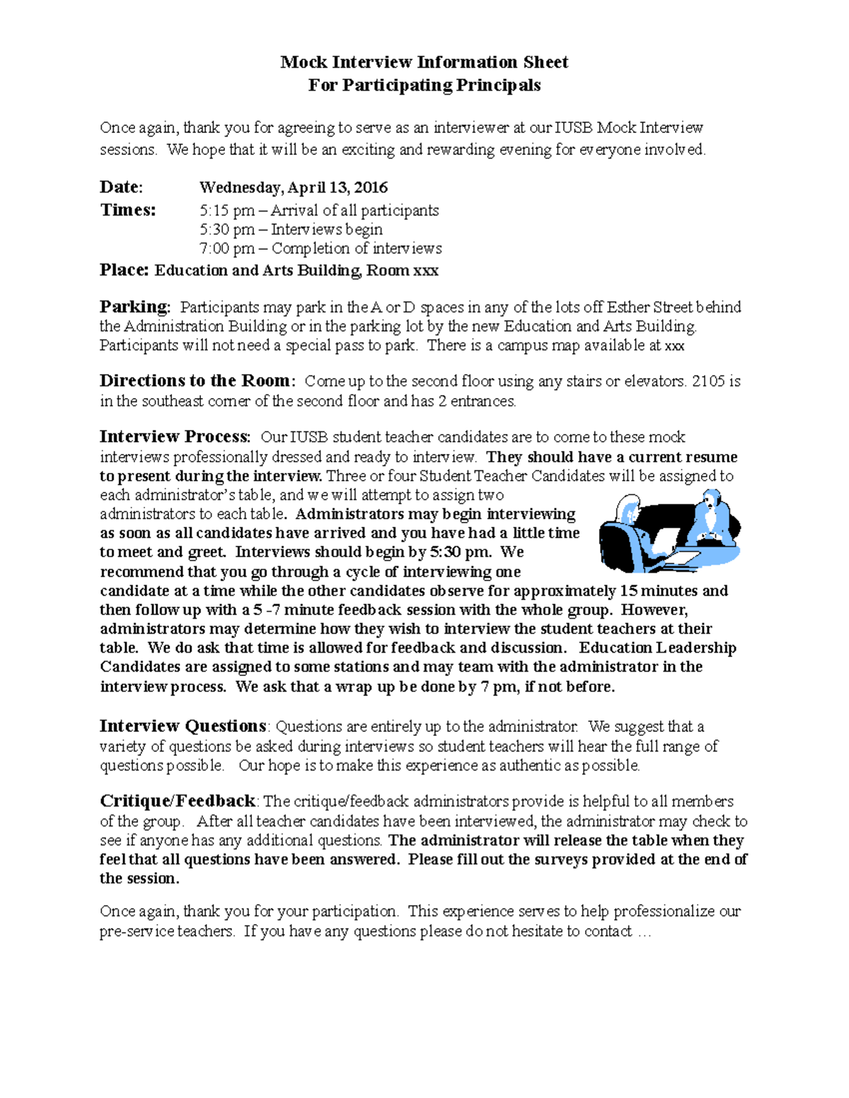 Mock Interview Information Sp16 - Mock Interview Information Sheet For ...