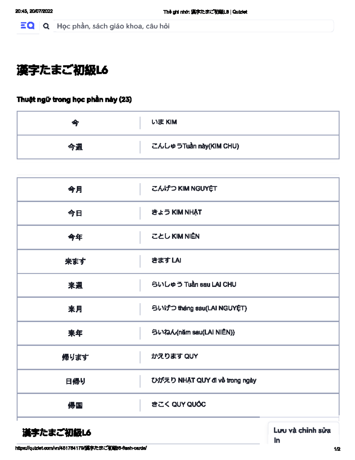 Kanji L6 - Elementary Japanese 1-A1.2 - Studocu